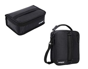 mier insulated lunch box bag expandable lunch pack for men, women, kids, black