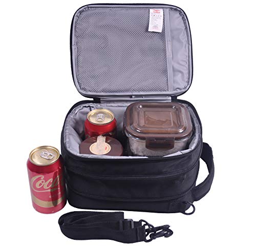 MIER Insulated Lunch Box Bag Expandable Lunch Pack for Men, Women, Kids, Black