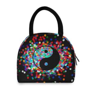 auuxva lunch box tribal ethnic yin yang lunch bag ice cooler insulated portable zipper tote handbag for men women boys girls