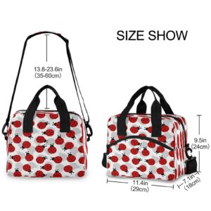 Animal Ladybugs Print Lunch Bag Reusable Lunch Tote Bag Thermal Cooler Bag Insulated Lunch Box with Adjustable Shoulder Strap for Office School Outdoor Picnic