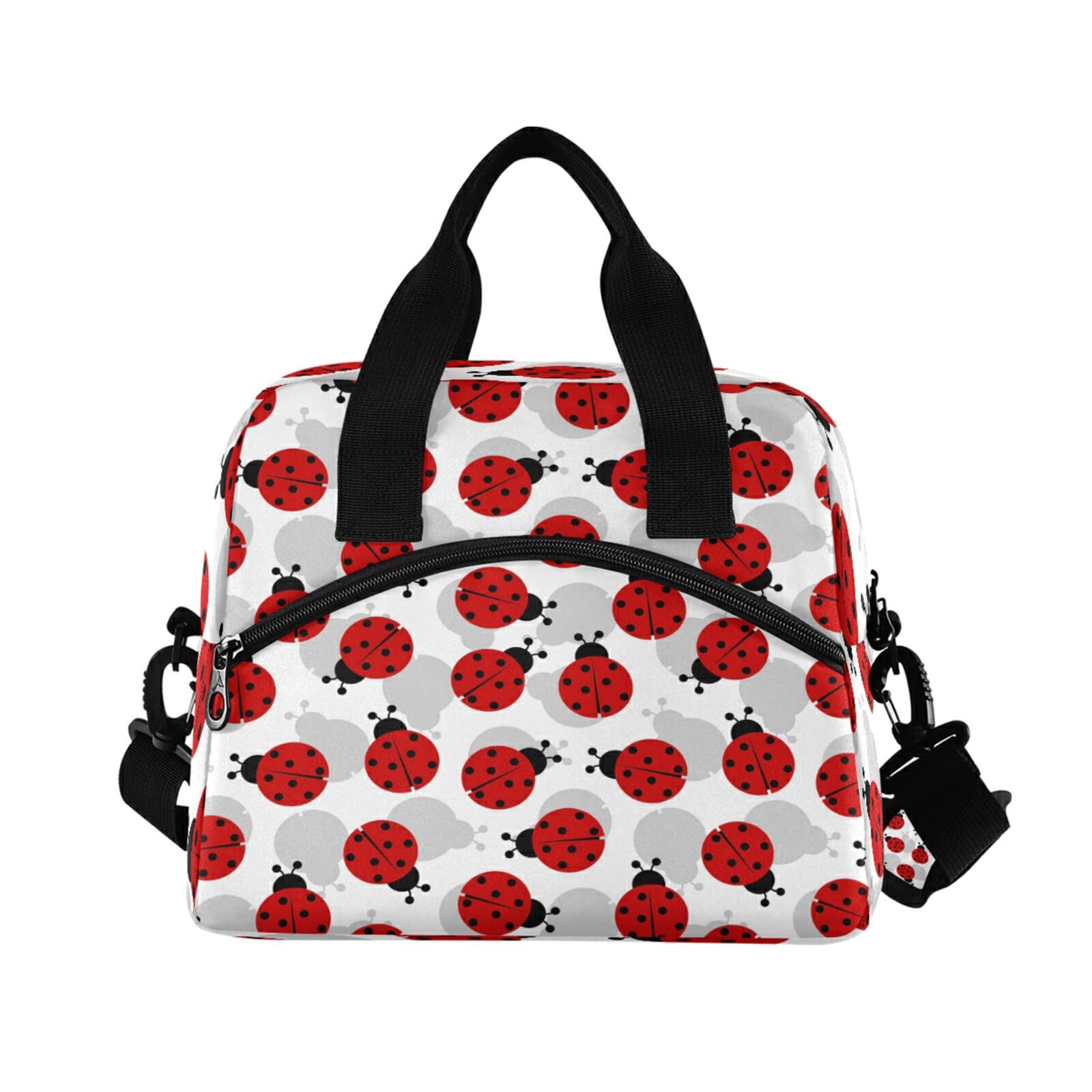 Animal Ladybugs Print Lunch Bag Reusable Lunch Tote Bag Thermal Cooler Bag Insulated Lunch Box with Adjustable Shoulder Strap for Office School Outdoor Picnic