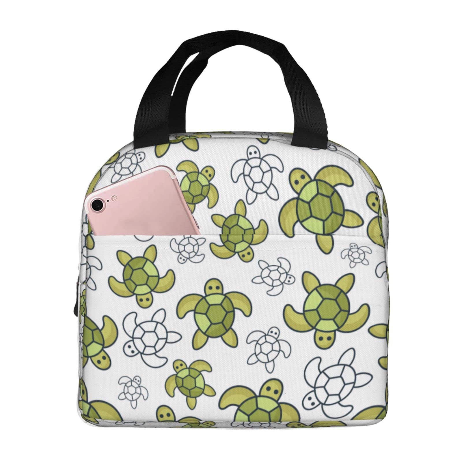 Lunch Bag Green Kawaii Turtle Insulated Lunch Box Teen School Reusable Bags Meal Portable Container Tote For Boys Girls Travel Work Picnic Boxes