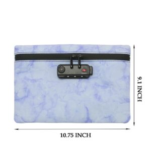 GEEDUD Money Bag with Lock, 9.7x6.8" Durable Money Pouch Smell Proof Bag for Cash, Bank Deposits, Passports, Notary Supplies, Medicine, and Valuables Storage Bag (Marble Purple)