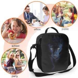 PrelerDIY Black Panther Lunch Box - Insulated Lunch Bag for Kids with Side Pocket & Shoulder Strap Snack Bags, Perfect for School/Camping/Hiking/Picnic/Beach/Travel