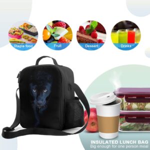 PrelerDIY Black Panther Lunch Box - Insulated Lunch Bag for Kids with Side Pocket & Shoulder Strap Snack Bags, Perfect for School/Camping/Hiking/Picnic/Beach/Travel