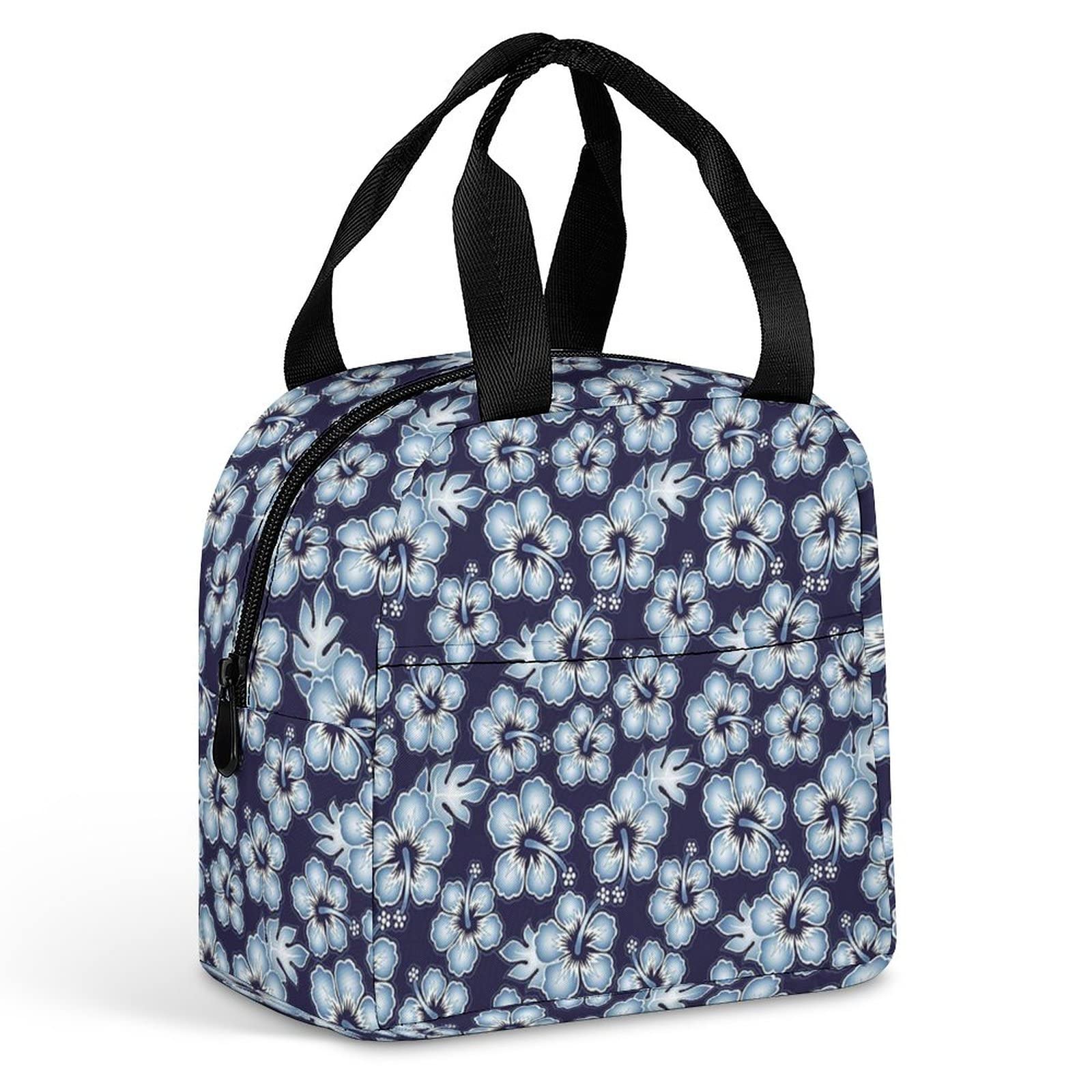 Hawaiian Flowers Insulated Lunch Bag Reusable Bento Box Cooler Tote Leakproof Containers with Ice Packs for Women Men