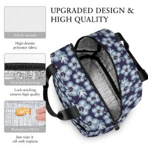 Hawaiian Flowers Insulated Lunch Bag Reusable Bento Box Cooler Tote Leakproof Containers with Ice Packs for Women Men