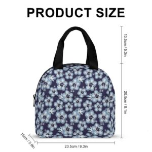 Hawaiian Flowers Insulated Lunch Bag Reusable Bento Box Cooler Tote Leakproof Containers with Ice Packs for Women Men