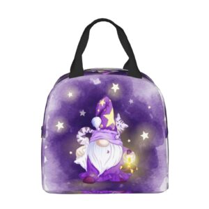 PrelerDIY Sleepy Gnome Purple Lunch Box - Insulated Lunch Bags for Kids Boys Girls Reusable Lunch Tote Bags, Perfect for School/Camping/Hiking/Picnic/Beach/Travel