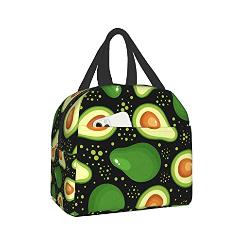 carati Avocado Fruit Lunch Bag, Oxford Cloth, Aluminum, Unisex, Waterproof, Reusable, 8x5 Inch