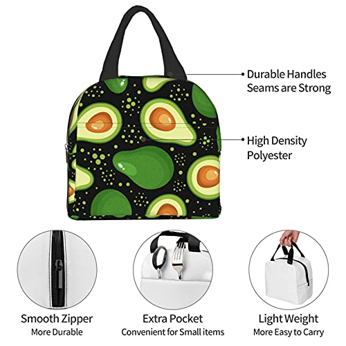 carati Avocado Fruit Lunch Bag, Oxford Cloth, Aluminum, Unisex, Waterproof, Reusable, 8x5 Inch