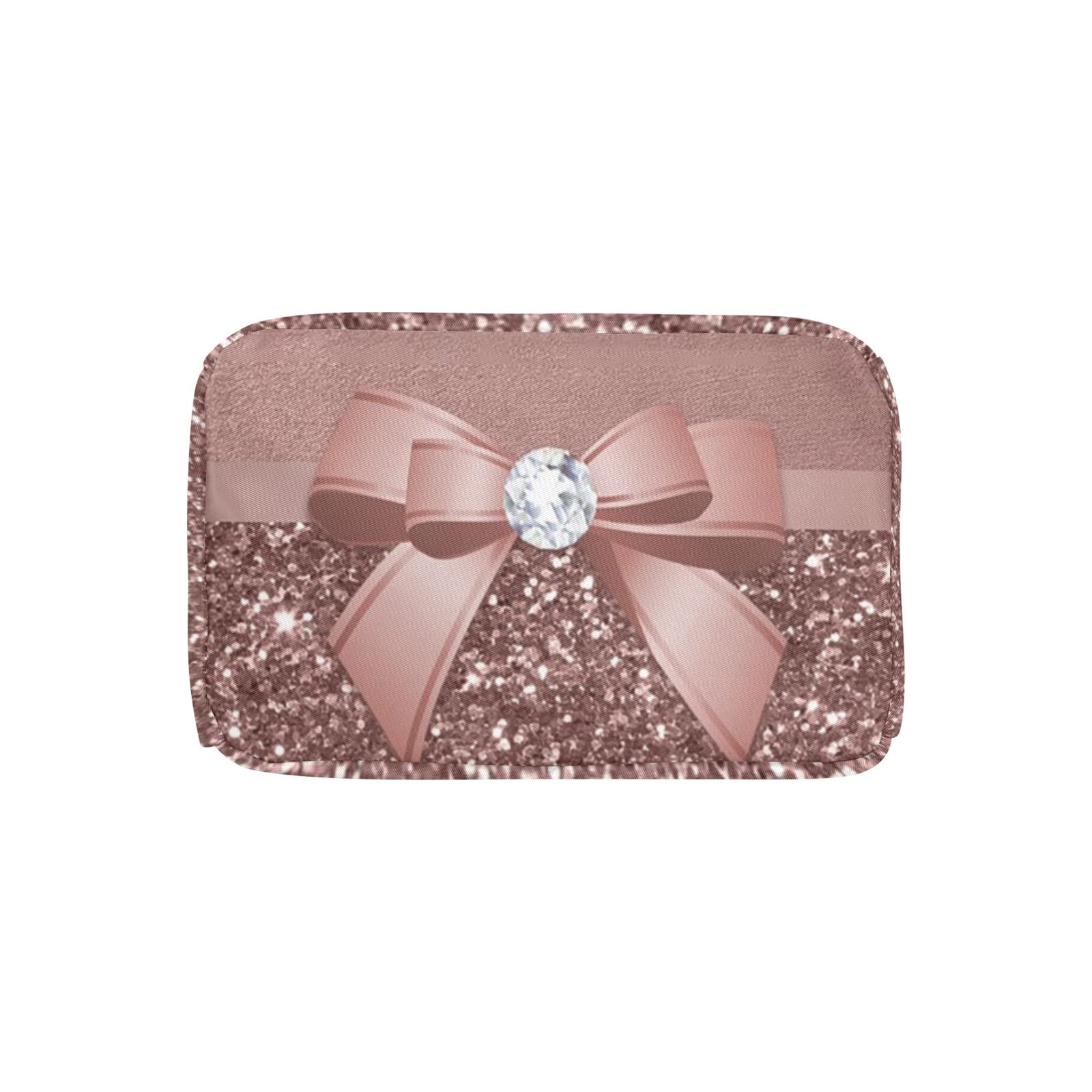 XOZOTY Personalized Rose Gold Diamond Bow Print Lunch Bags with Name Portable Reusable Insulated Lunch Box for School Work Office