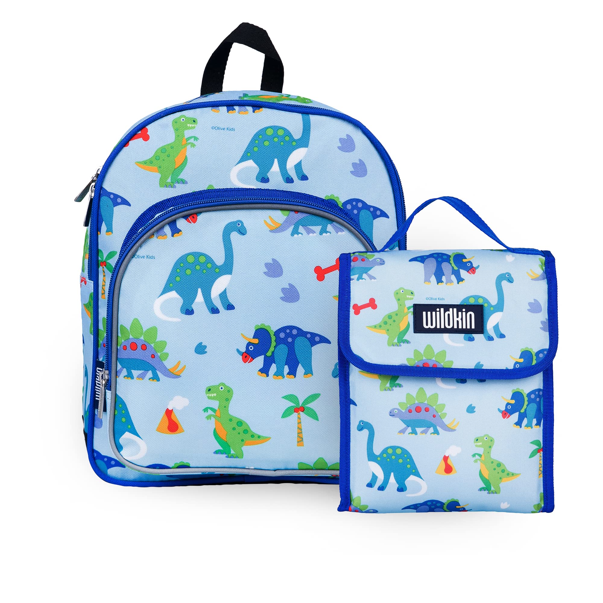 Wildkin 12 Inch Backpack Bundle with Insulated Lunch Bag (Dinosaur Land)