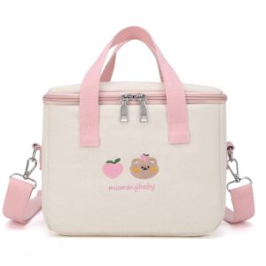 jijkss cartoon bear warming mummy bag?large capacity cute lunch box,multifunctional outgoing storage bag (pink)