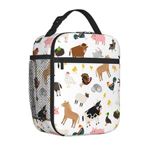 lizinna rportable lunch bag for women/men insulated,farm animals 2,insulatedreusable lunch box for office work school picnic beach,leakproof cooler tote bag