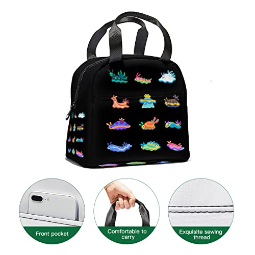 Vderxcok Sea Slug Pattern Insulated Lunch Box Portable Thermal Cooler Tote Bag with Front Pocket Reusable Leakproof Lunch Bags for Women Men Girls Adults Work Hiking Picnic Travel