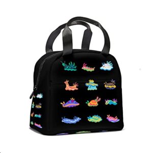 Vderxcok Sea Slug Pattern Insulated Lunch Box Portable Thermal Cooler Tote Bag with Front Pocket Reusable Leakproof Lunch Bags for Women Men Girls Adults Work Hiking Picnic Travel