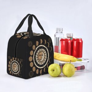 Circle Of Zodiac Signs With The Sun And Moon Reusable Insulated Lunch Bag For Women Men Waterproof Tote Lunch Box Thermal Cooler Lunch Tote Bag For Work Office Travel Picnic