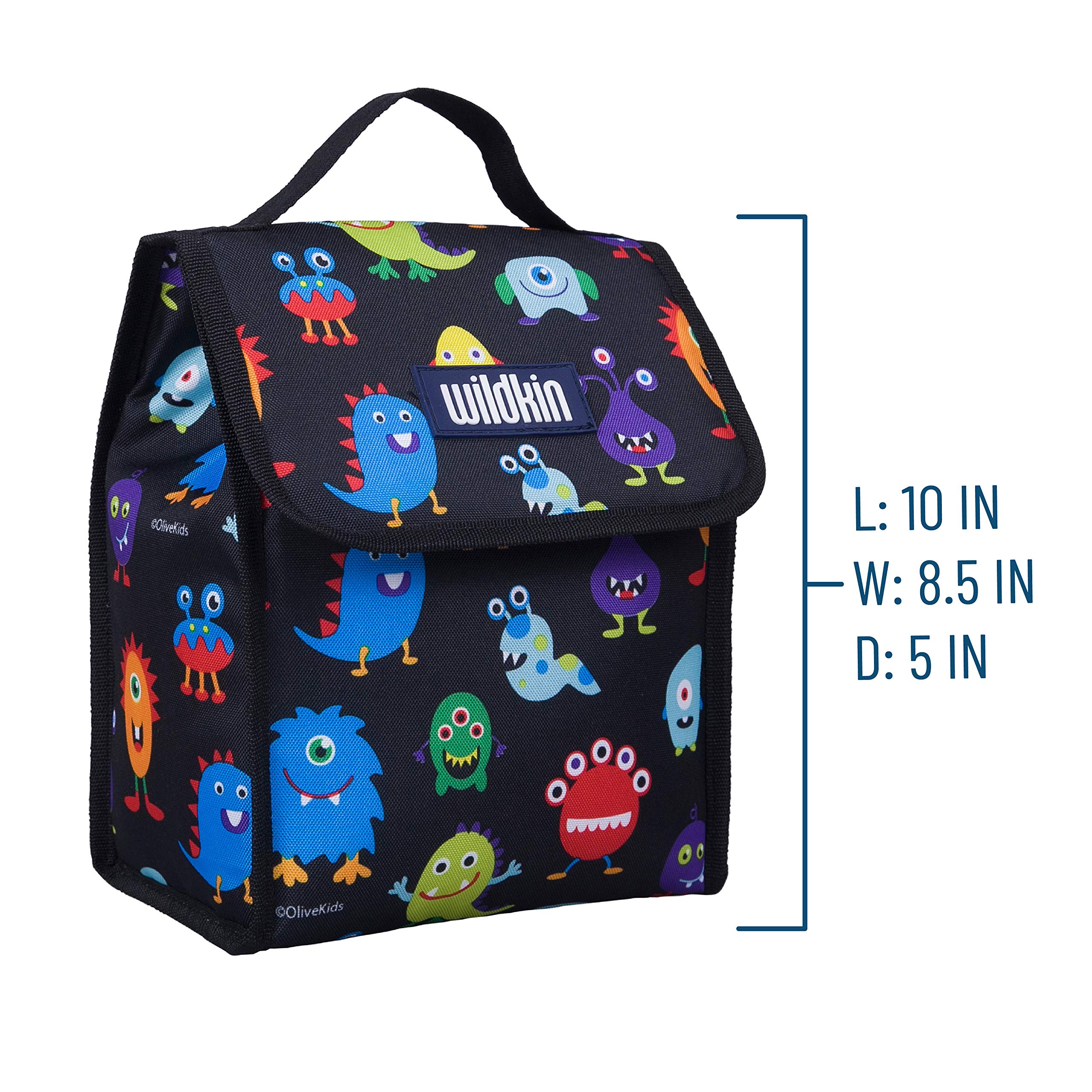 Wildkin 12 Inch Backpack Bundle with Insulated Lunch Bag (Monsters)