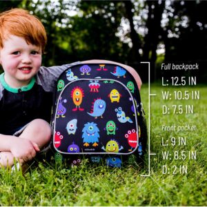 Wildkin 12 Inch Backpack Bundle with Insulated Lunch Bag (Monsters)