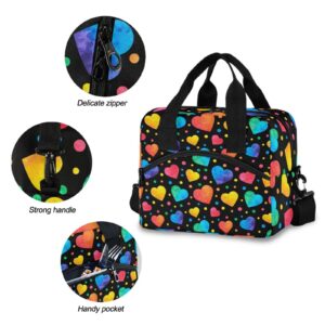 ALAZA Watercolor Rainbow Heart Lunch Bags for Women Leakproof Lunch Bag lunch Box Lunch Cooler Bag(228cr1a)