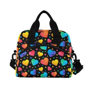 ALAZA Watercolor Rainbow Heart Lunch Bags for Women Leakproof Lunch Bag lunch Box Lunch Cooler Bag(228cr1a)