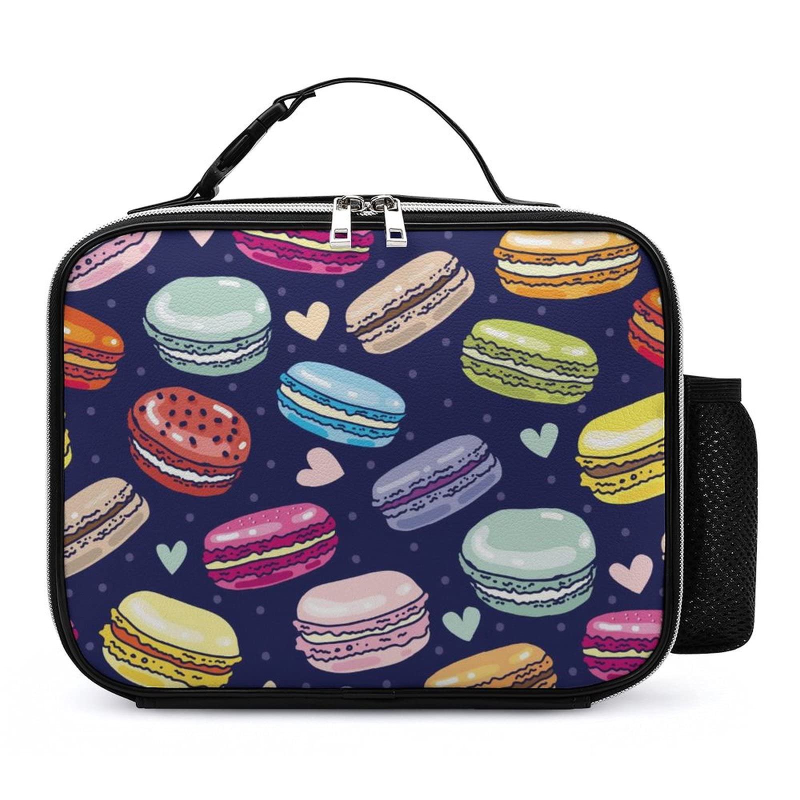 FunnyStar Assorted Macarons Macaroon Lunch Box Insulation And Cold Leather Meal Pack Dinner Tote Bag Container For Hiking Fishing Camping