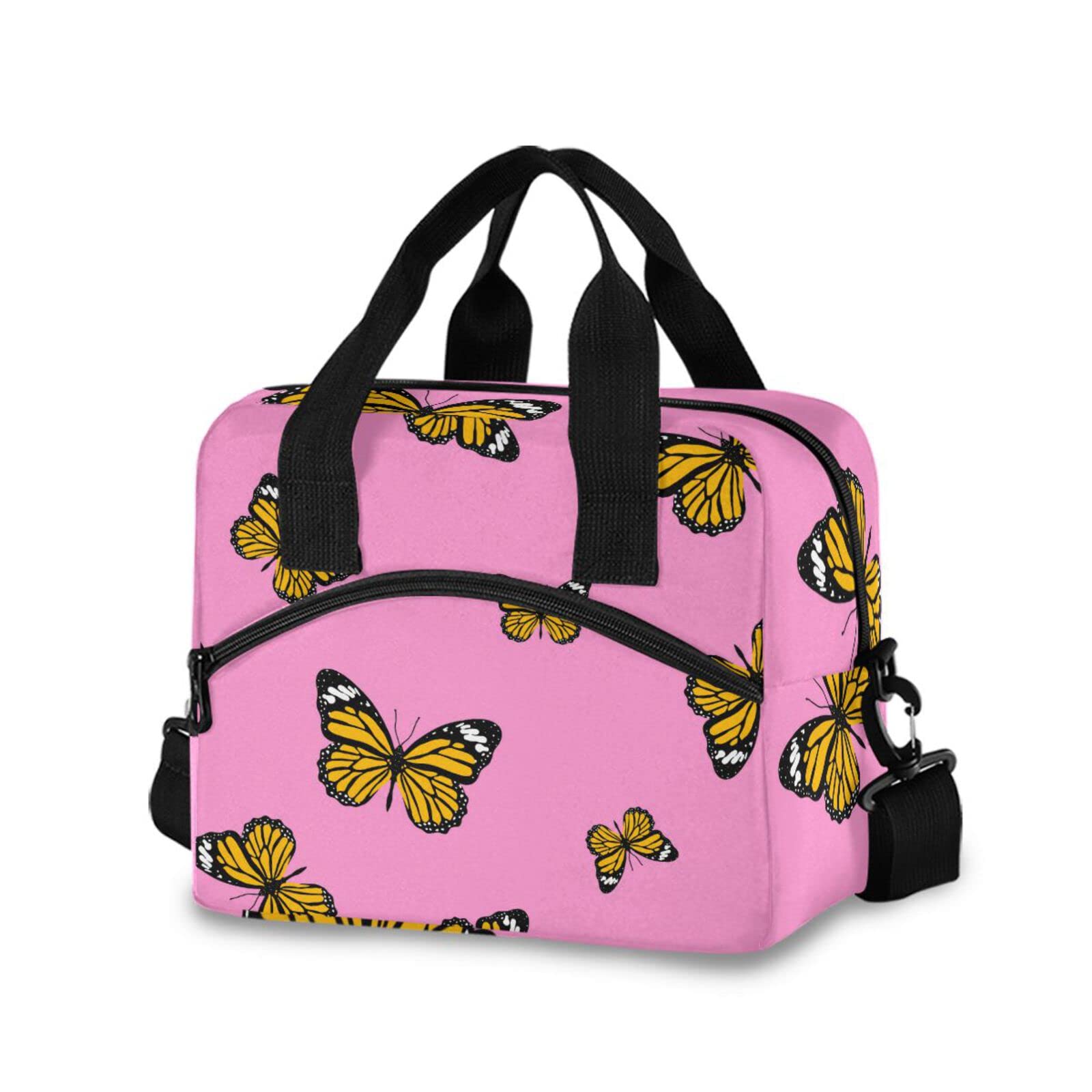 ALAZA Butterfly Pink Lunch Bags for Women Leakproof Lunch Bag lunch Box Lunch Cooler Bag(228cr3a)