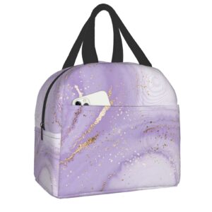 dadabuliu lunch bag marble purple pastel insulated lunch box cooler tote for adults kid girl women work office school picnic beach reusable lunchbox over 3 years old