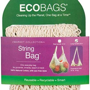 ECOBAGS Market Collection Reusable String Bag, Natural, Long Handle, Pack of 3