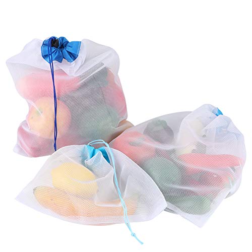 Produce Bags, Grogery Bags Washable Nearly Transparent Reusable Polyester for Fruit Vegetable Toys Cosmetics for Grocery Shopping