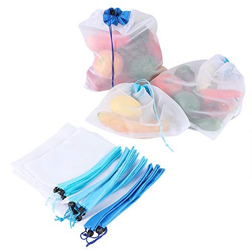 Produce Bags, Grogery Bags Washable Nearly Transparent Reusable Polyester for Fruit Vegetable Toys Cosmetics for Grocery Shopping