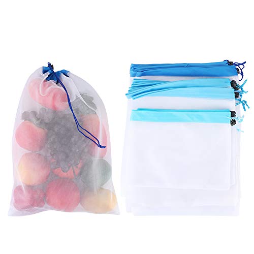 Produce Bags, Grogery Bags Washable Nearly Transparent Reusable Polyester for Fruit Vegetable Toys Cosmetics for Grocery Shopping