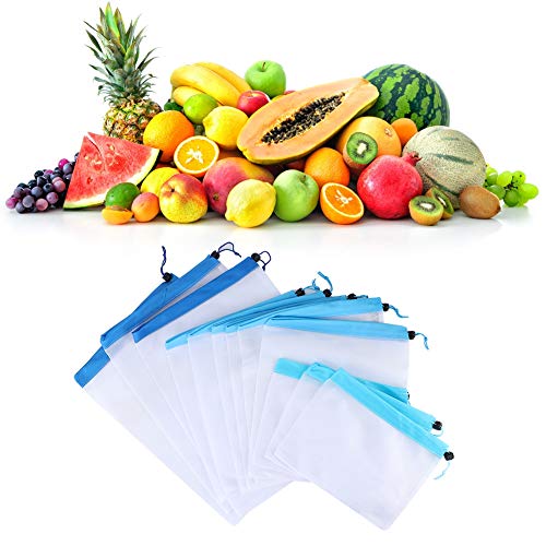 Produce Bags, Grogery Bags Washable Nearly Transparent Reusable Polyester for Fruit Vegetable Toys Cosmetics for Grocery Shopping