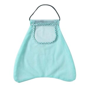 reusable mesh bag, portable grocery bags, washable hanging storage bags, organizer shopping handbag for fruit, garlic, onion, potato(blue)