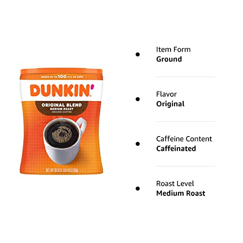 Dunkin' Original Blend Medium Roast Ground Coffee, 30 Ounce