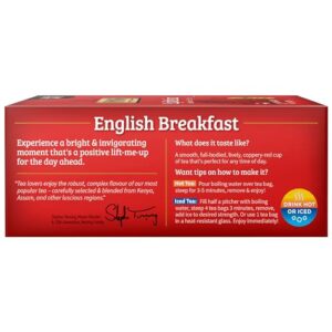 Twinings English Breakfast Black Tea, 100 Individually Wrapped Tea Bags, Smooth, Flavourful, Robust, Caffeinated