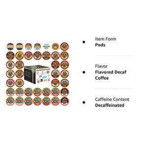 Flavored Decaf Coffee Pods Variety Pack, Great Mix of Decaffeinated Coffee Pods Compatible with all Keurig K Cups Brewers, 40 Count Bulk Pack