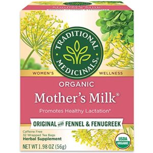 traditional medicinals tea, organic mother's milk, promotes healthy lactation, breastfeeding support, 32 tea bags