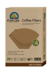 if you care # 4 cone shaped unbleached all natural compostable coffee filters, 100 count (pack of 1), chlorine free