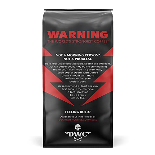 Death Wish Coffee Co., Organic and Fair Trade Dark Roast Ground Coffee, 16 oz