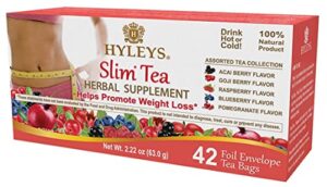 hyleys slim tea 42 ct assorted - weight loss herbal supplement cleanse and detox - 42 tea bags (1 pack)