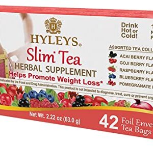 Hyleys Slim Tea 42 Ct Assorted - Weight Loss Herbal Supplement Cleanse and Detox - 42 Tea Bags (1 Pack)