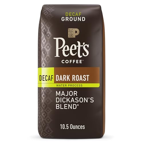 Peet's Coffee, Dark Roast Decaffeinated Ground Coffee - Decaf Major Dickason's Blend 10.5 Ounce Bag