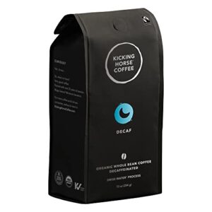 kicking horse coffee, decaf, swiss water process, dark roast, whole bean, 10 oz - certified organic, fairtrade, kosher coffee