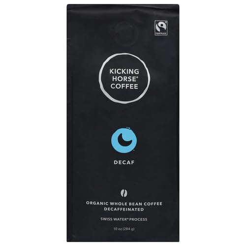 Kicking Horse Coffee, Decaf, Swiss Water Process, Dark Roast, Whole Bean, 10 Oz - Certified Organic, Fairtrade, Kosher Coffee