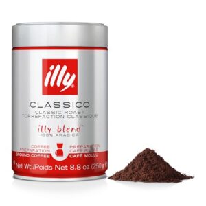 illy drip coffee - ground coffee - 100% arabica ground coffee – classico medium roast - notes of caramel, orange blossom & jasmine - no preservatives – mild & balanced – 8.8 ounce