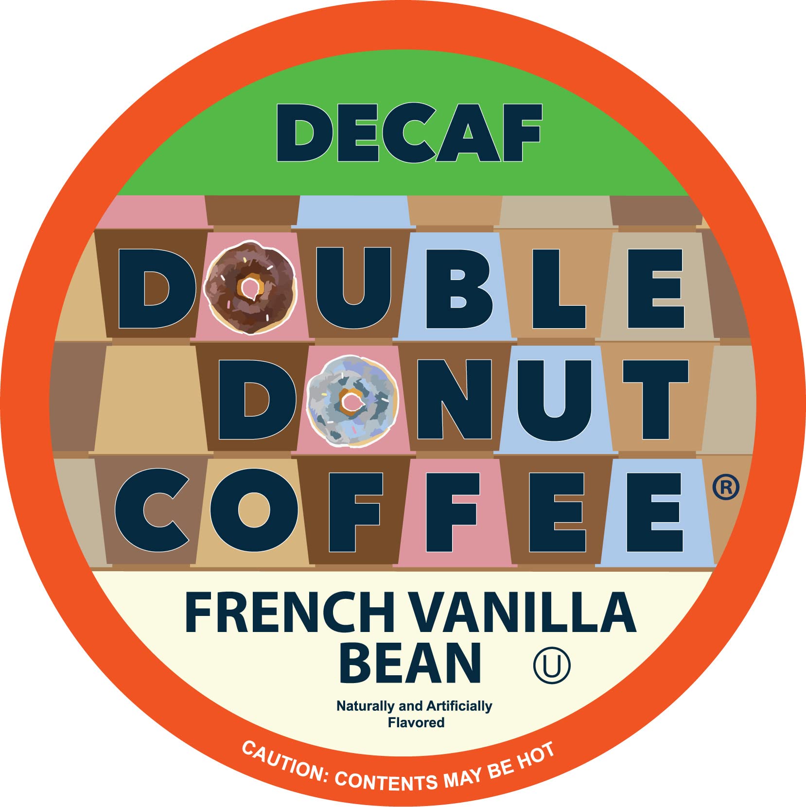 Double Donut Decaf French Vanilla Coffee Pods, Medium Roast Single Serve French Vanilla Bean Decaf Flavored Coffee Pods For Keurig K Cup Brewers, 80 Count