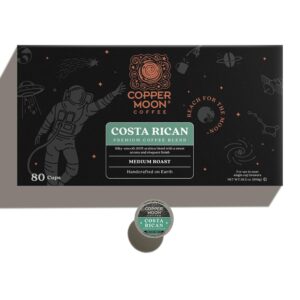 copper moon single serve coffee pods for keurig k-cup brewers, medium roast, costa rican blend, 80 count