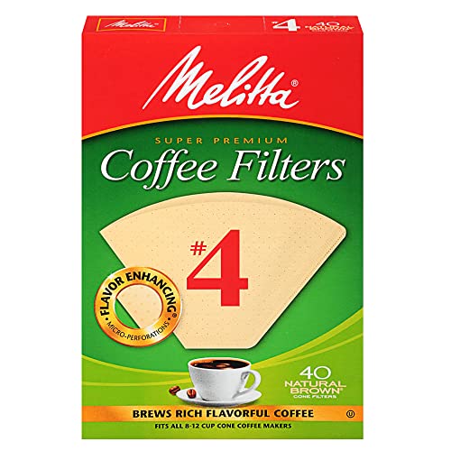 Melitta Cone Coffee Filters with Measure Markings No. 4 White 40 Count Pack of 2 (80 Filters Total)